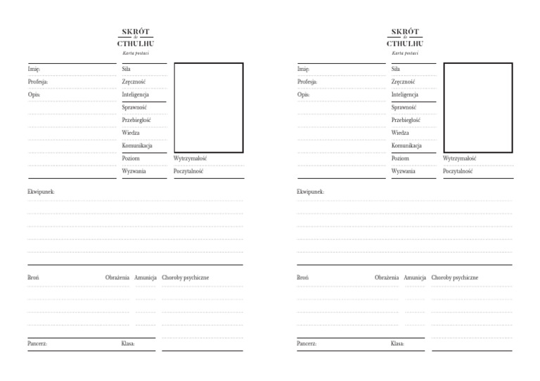 Skrot Do Cthulhu Karty Postaci | PDF