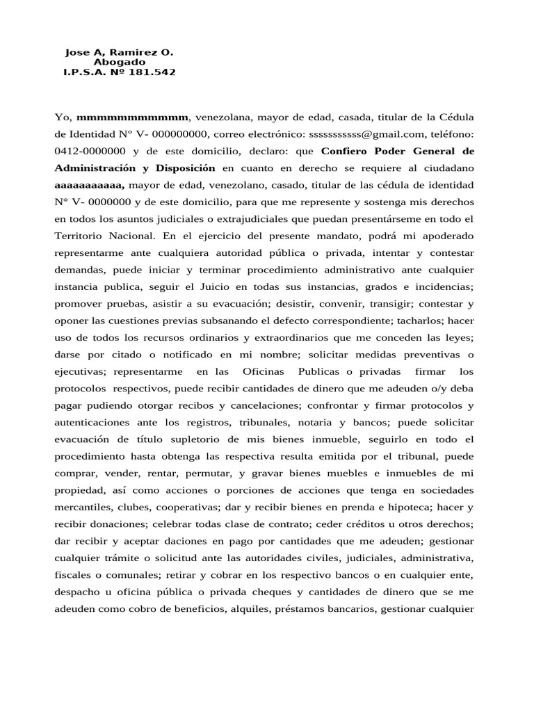 Poder General de Administracion | PDF | Bancos | Abogado