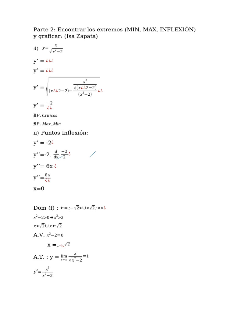 Parte 2: Encontrar Los Extremos (MIN, MAX, INFLEXIÓN) y Graficar: (Isa ...