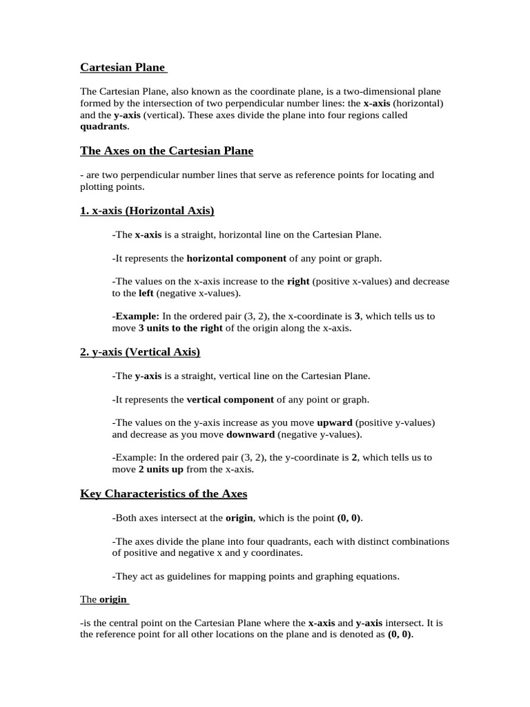 Introduction to Plotting of Graphs(The Cartesian Plane) | PDF ...