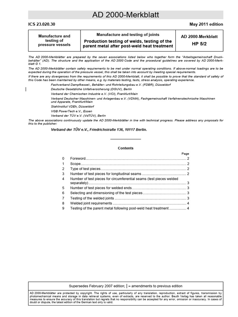 AD 2000-Merkblatt HP 5-2 English Vom 05-2011 | PDF | Yield (Engineering ...