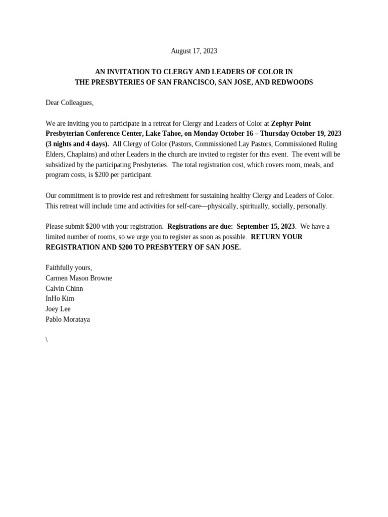 2023 Invitation and Registration | PDF