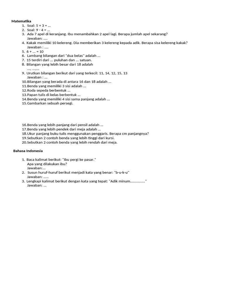 Bang Soal KLS 1 | PDF