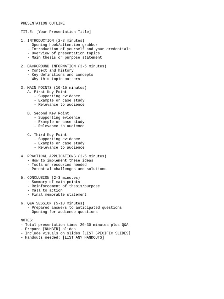 Presentation Outline | PDF