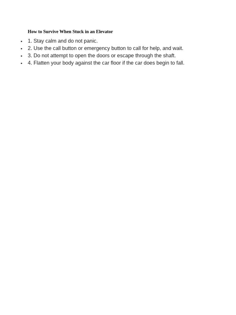 How To Survive When Stuck in An Elevator | PDF