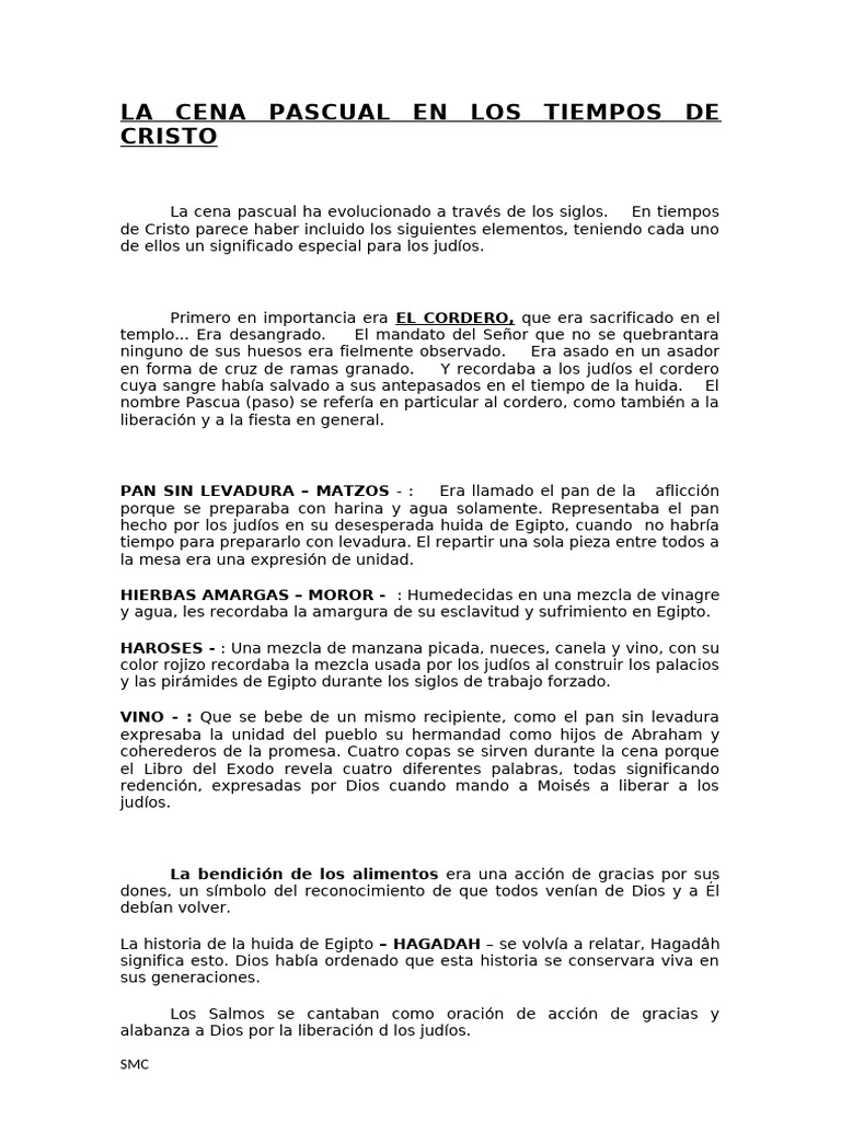 Significado de la Cena Pascual Judía | PDF | Pascua de Resurrección ...