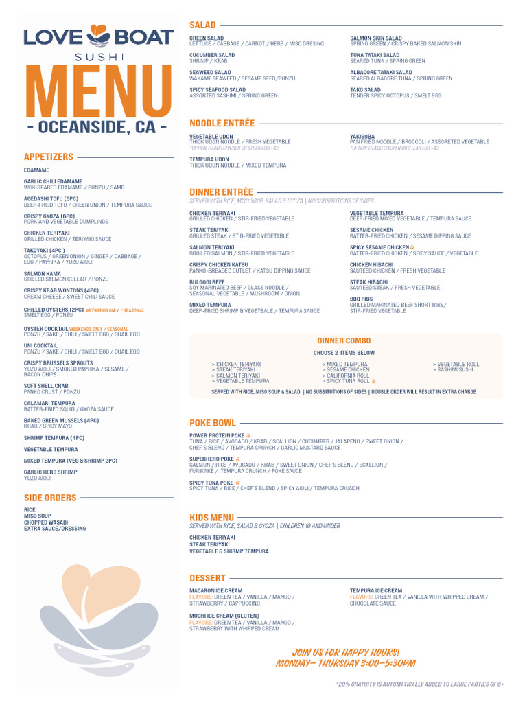 Love Boat Poke Bowl Menu | PDF | Sushi | Salad