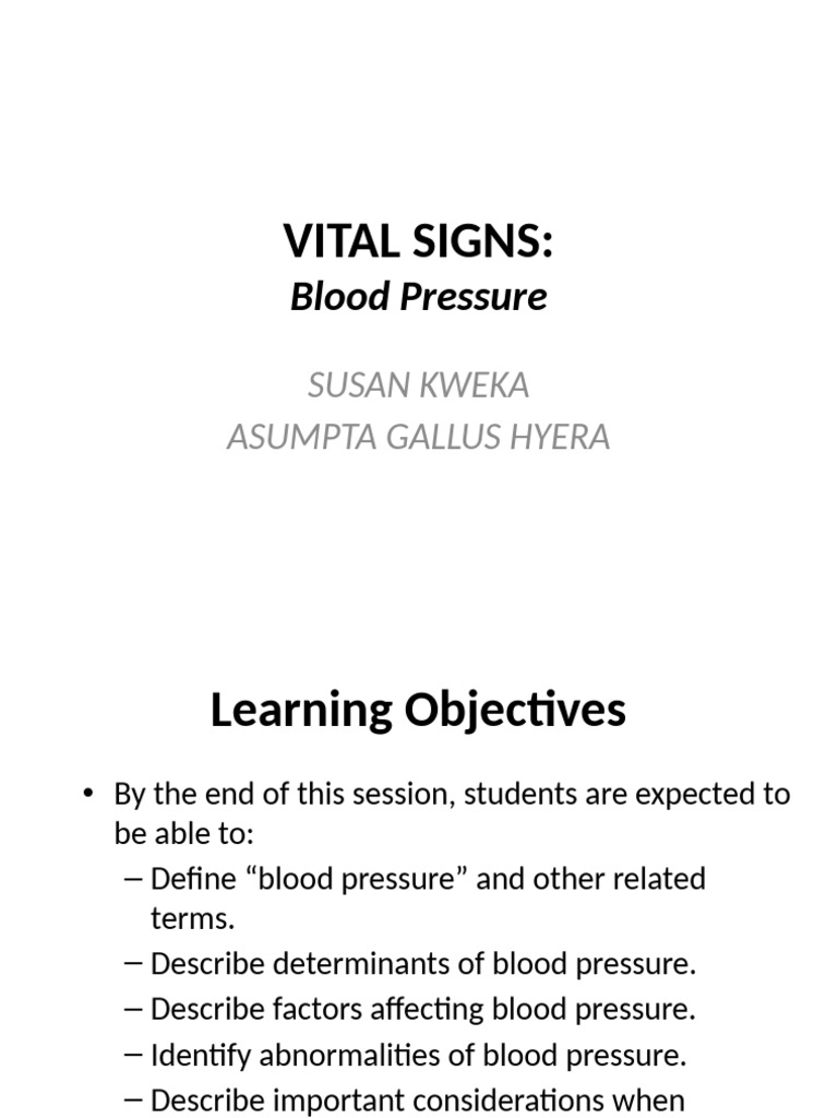 5.7.1 Take and Interpret Vital Signs - BLOOD PRESSURE | PDF | Blood ...