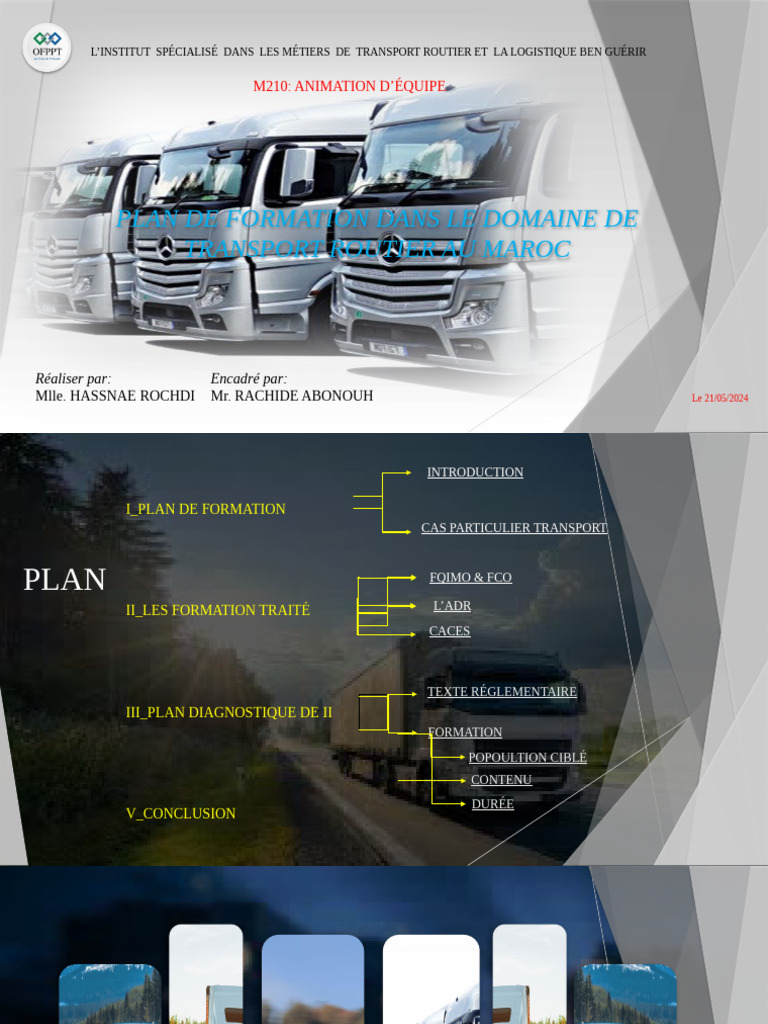 Plan de Formation Transport Routier Maroc | PDF | Transport | Conduite ...