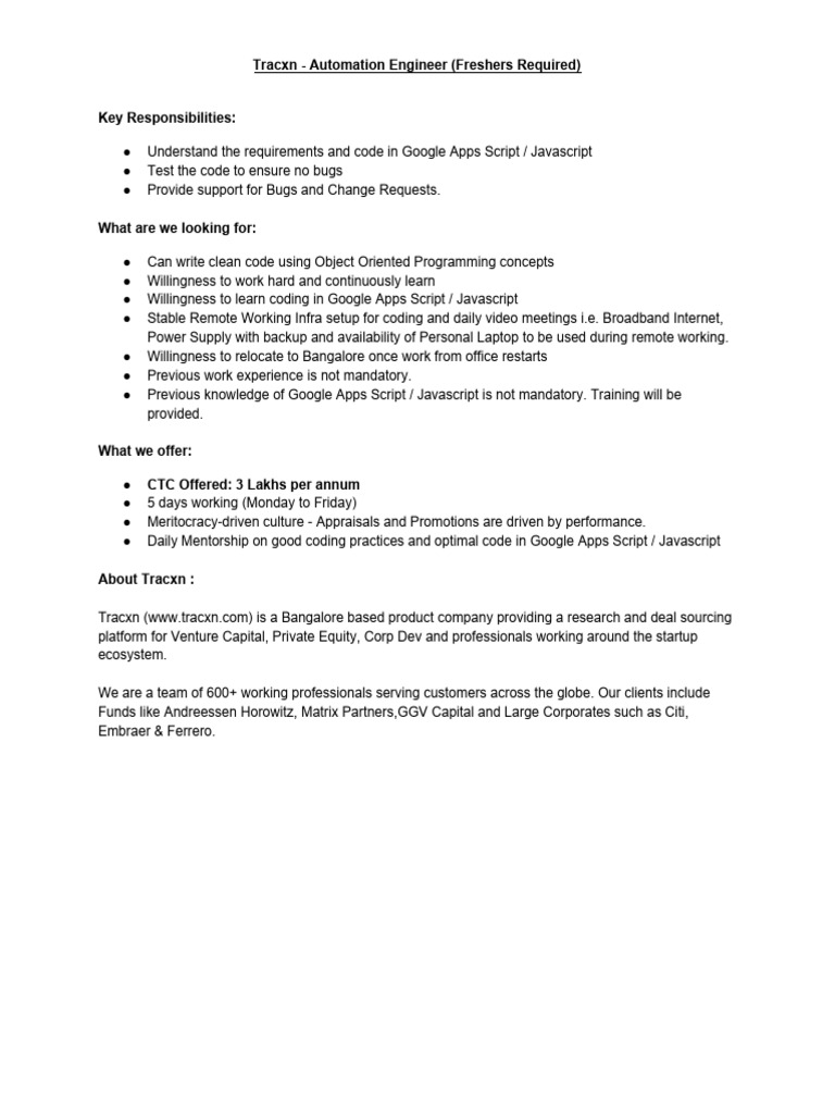 Automation Engineer JD | PDF