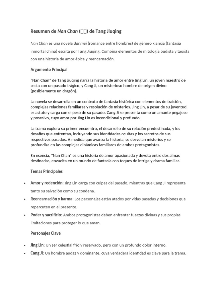 Resumen de NAN CHAN Y Descripcion de Personajes | PDF | Karma | Amor