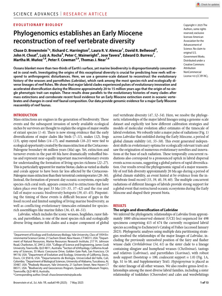 Sciadv Adu6149 | PDF | Biodiversity | Evolution
