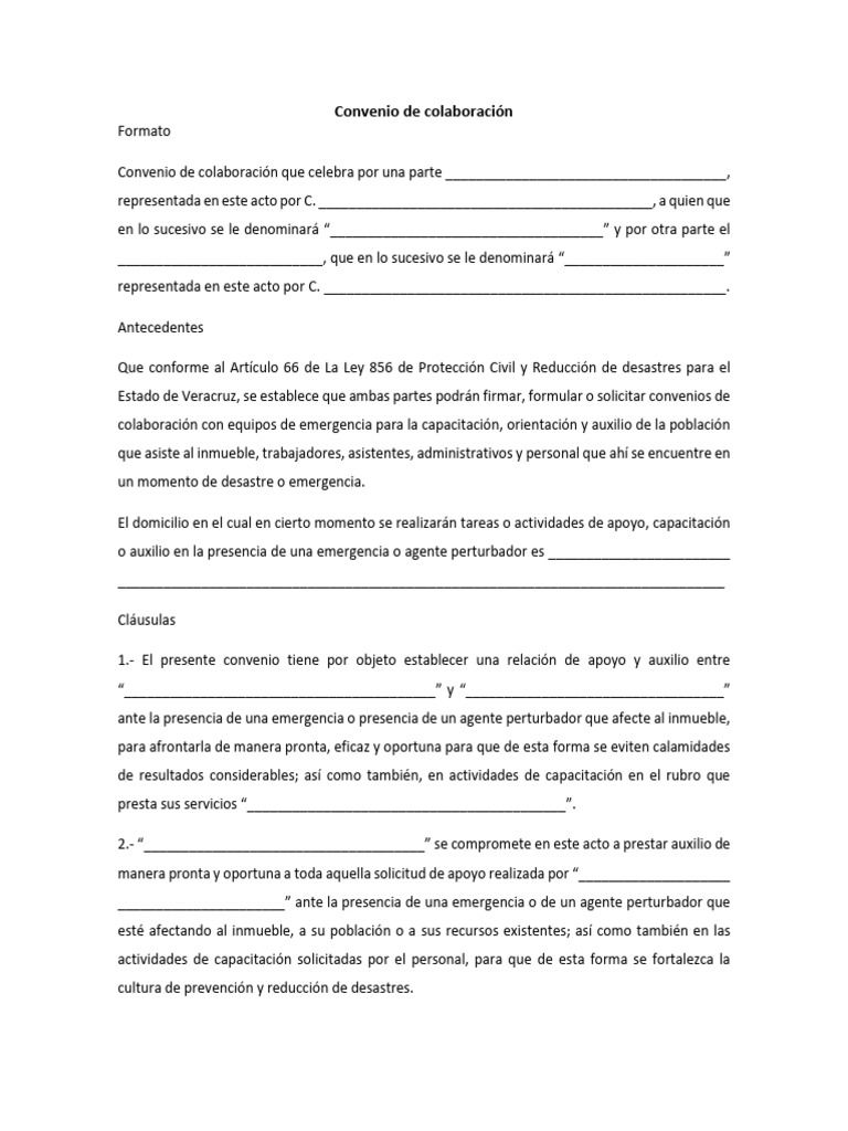Formato para Convenio de Colaboración | PDF | Defensa Civil