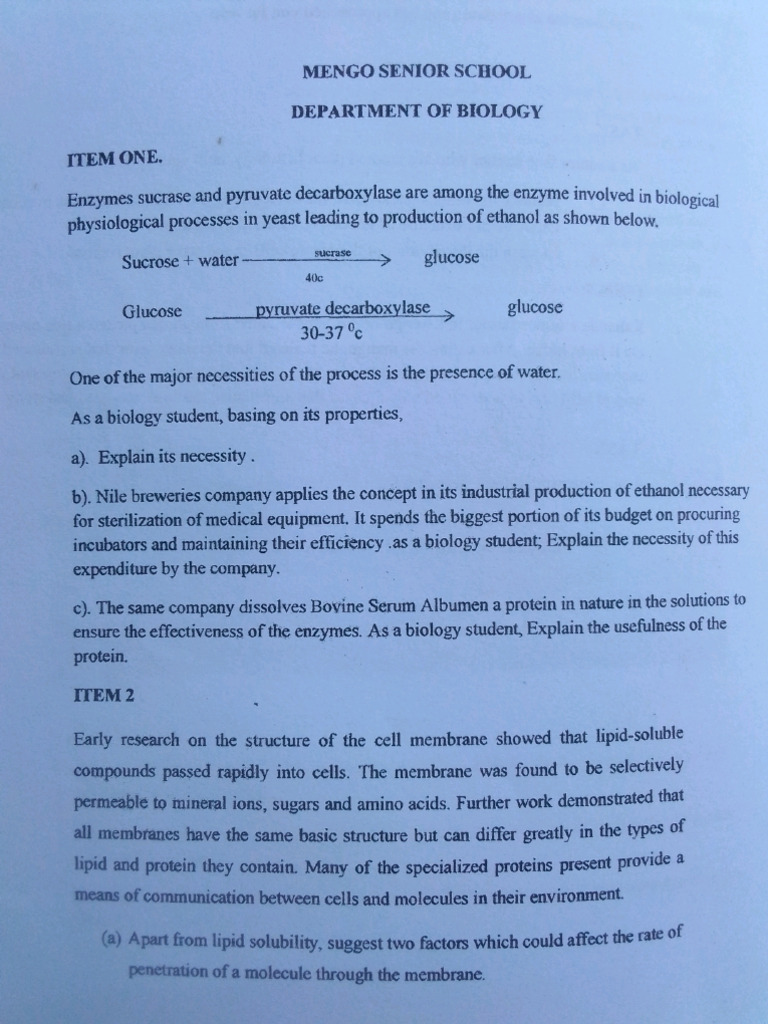 Mengo Senior School Biology Department. | PDF
