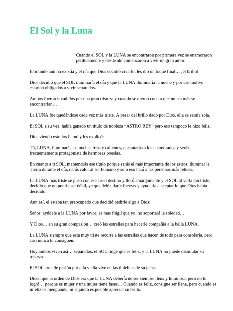 El Sol y La Luna | PDF | Amor | Luna