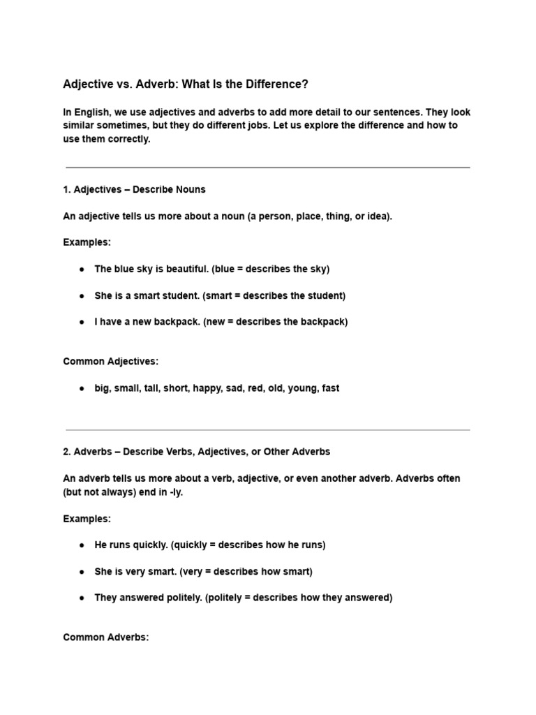 Adjective vs. Adverb_ What Is the Difference_ | PDF
