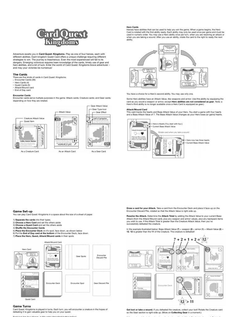 Card Quest Kingdoms Rules v3 - Landscape | PDF