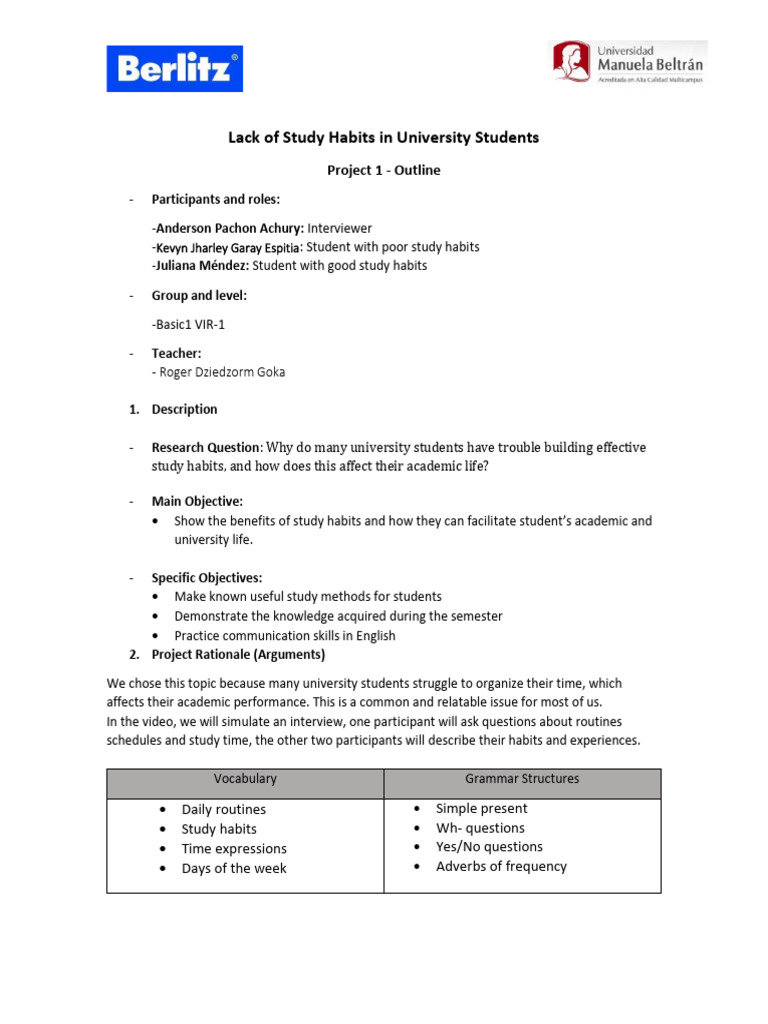 Oral - Project 1 - UMB-1 | PDF