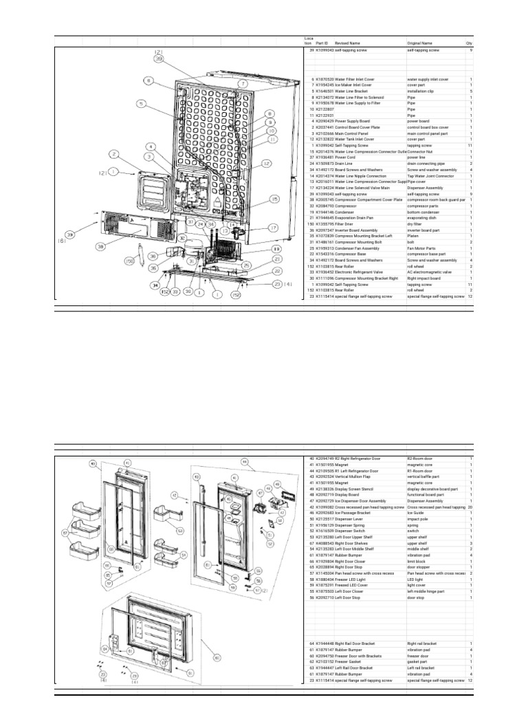 Refrigerator Parts Inventory List | PDF | Refrigerator | Duct (Flow)