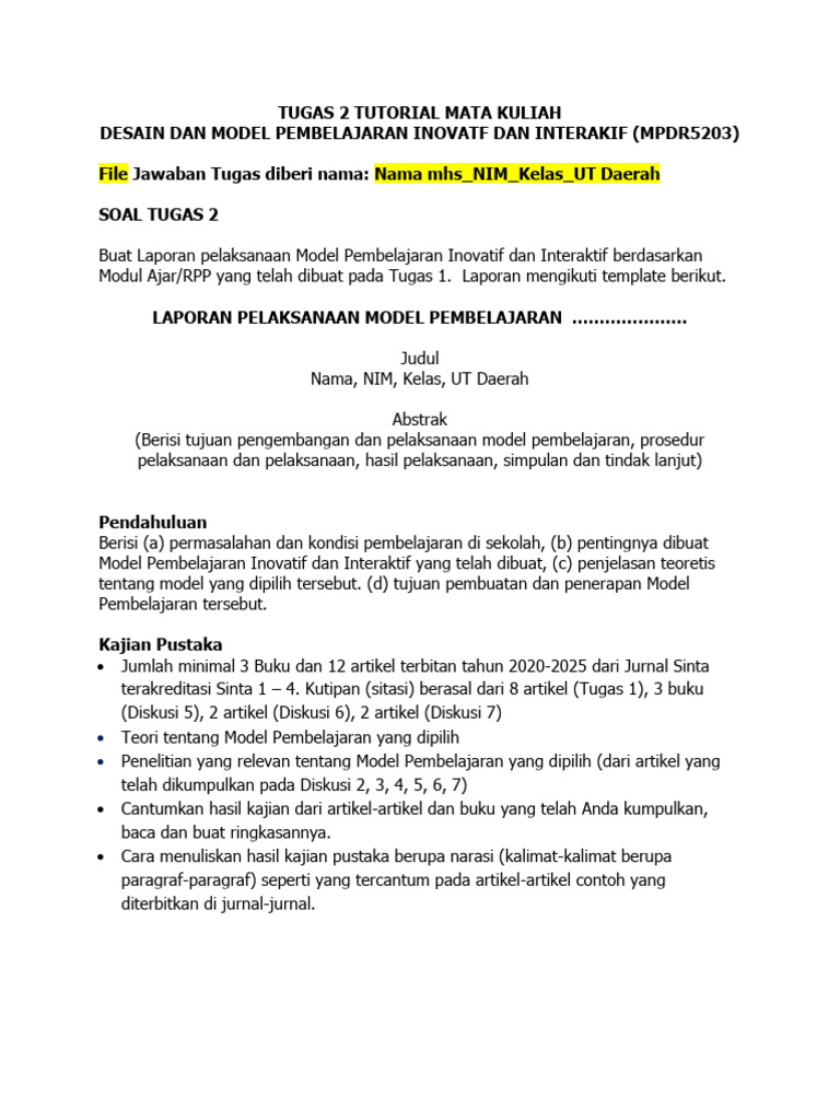 FORMAT TUGAS 2 MPDR5203 20251 Edit | PDF