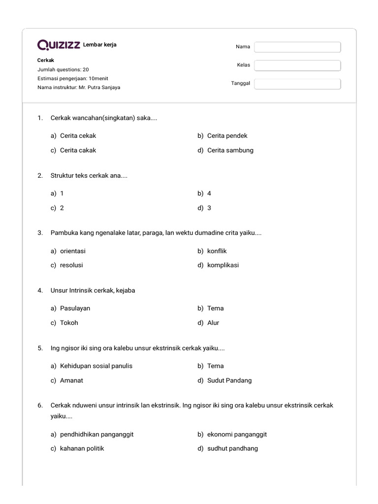 Cerkak _ Quizizz | PDF
