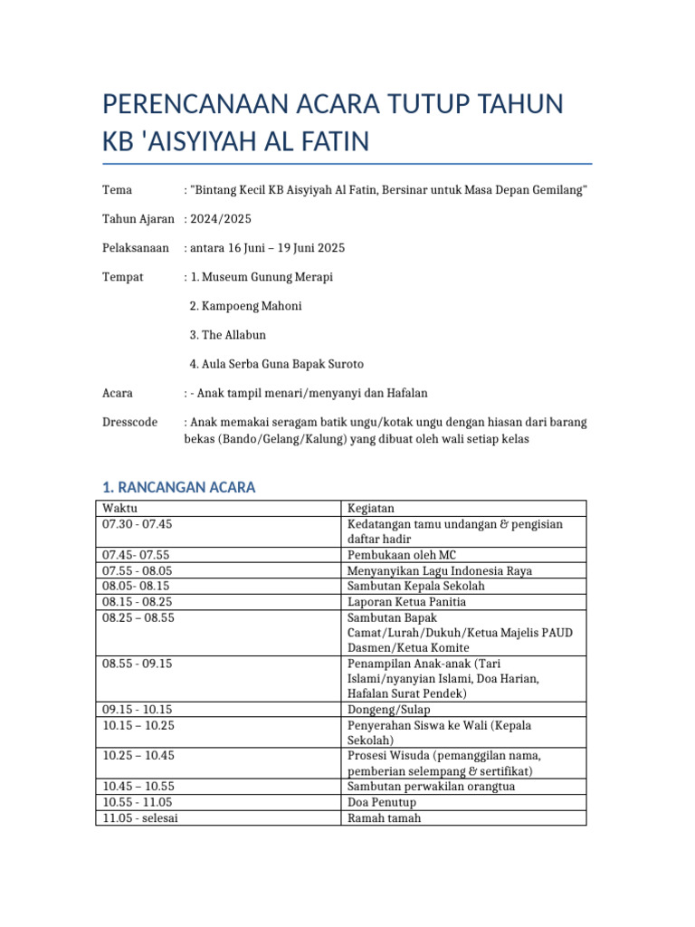 Laporan Perpiasahan PAUD Aisyiyah | PDF