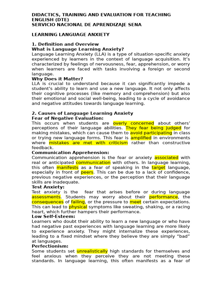 Learning Language Anxiety | PDF | Anxiety | Fear