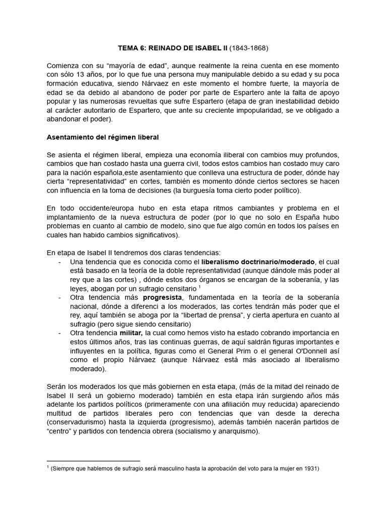 TEMA 6 - 7 (1) Bienio Progresista | PDF | Gobierno | Ciencias Políticas