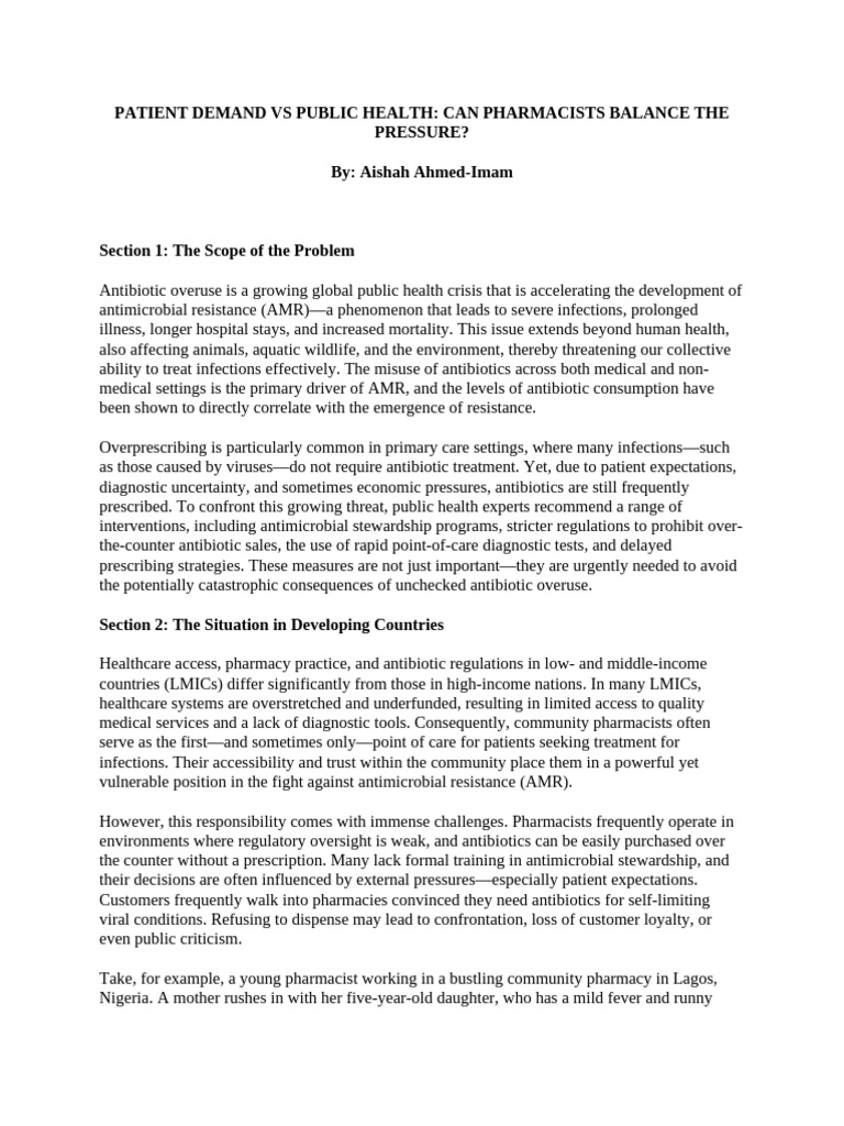 Balancing Patient Demand and AMR in Pharmacies | PDF | Antimicrobial ...