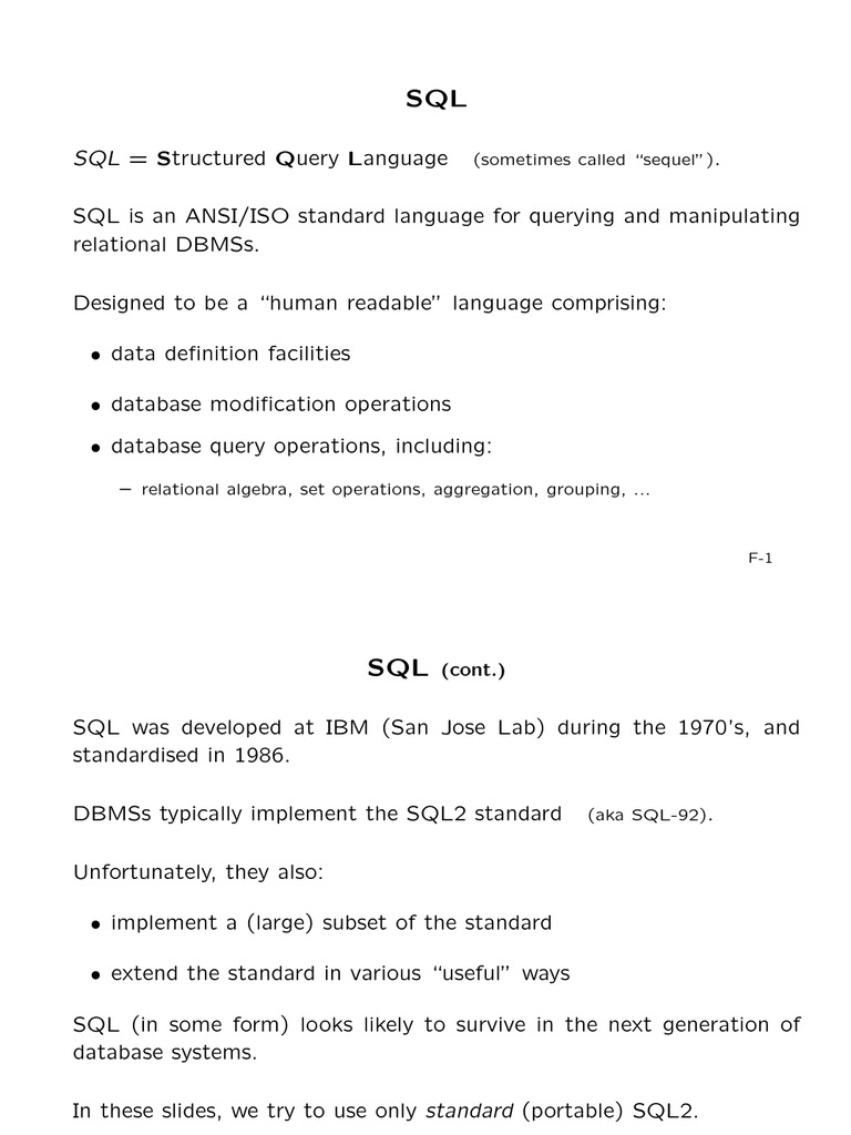 SQL Notes Detail | PDF | Sql | Relational Model