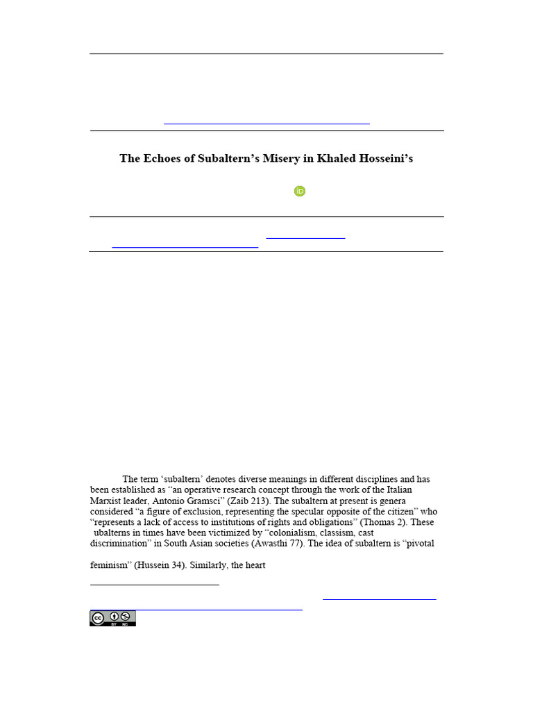 The Echoes of Subalterns Misery in Khaled Hossein | PDF | Taliban