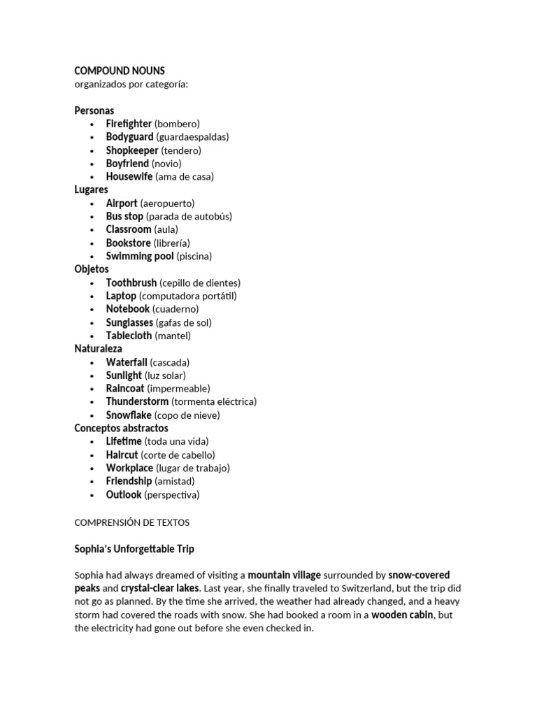 Compound Nouns and Reading Comprehension | PDF