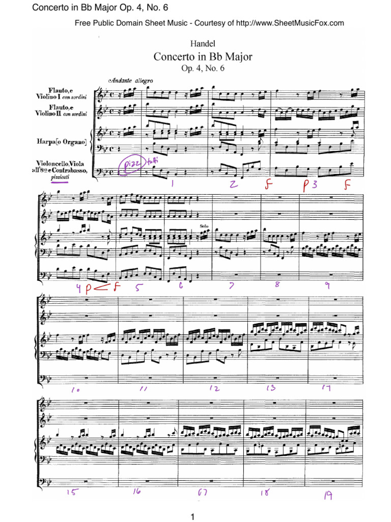 Handel Harp Concerto in Bb Major | PDF