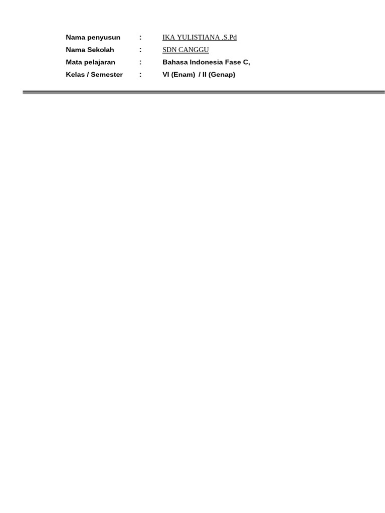 Modul Ajar Bhs Ind Kls 6 | PDF