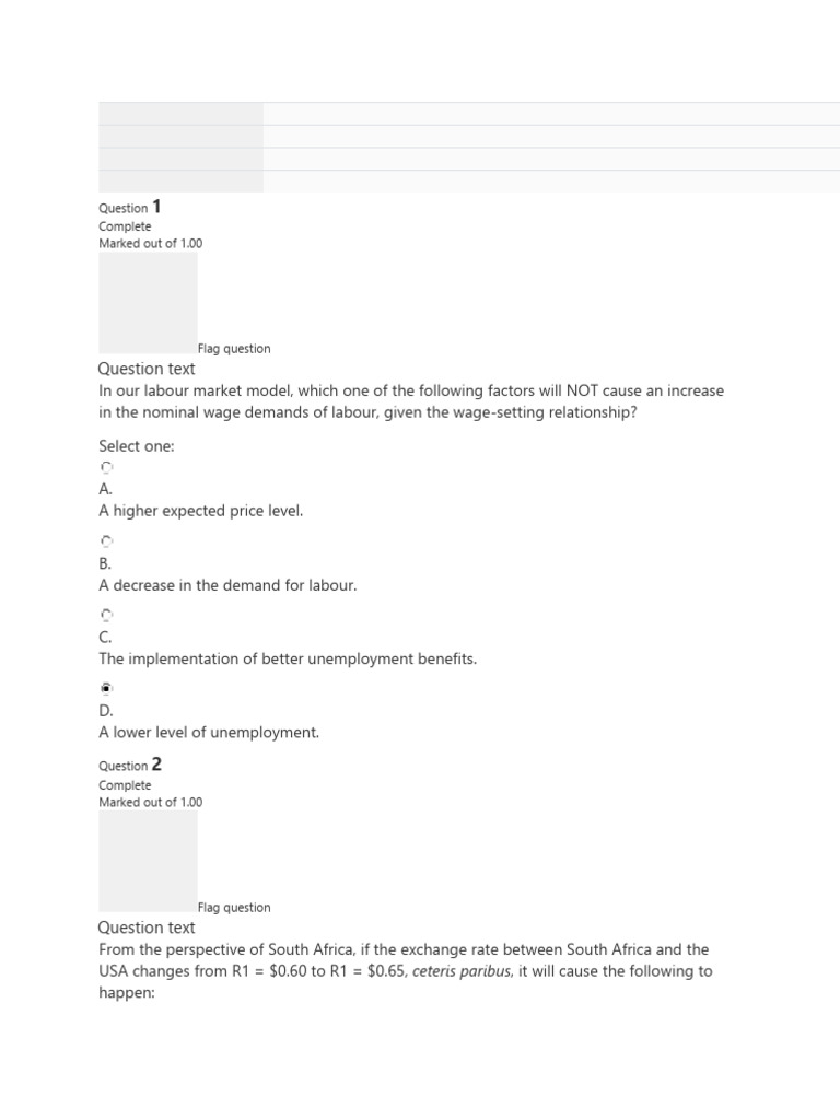 Economics Exam Questions Overview | PDF | Labour Economics | Currency ...