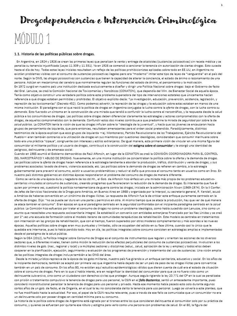 Resumen Drogodepen 1 Parcial | PDF | Comercio ilegal de drogas | La dependencia de sustancias