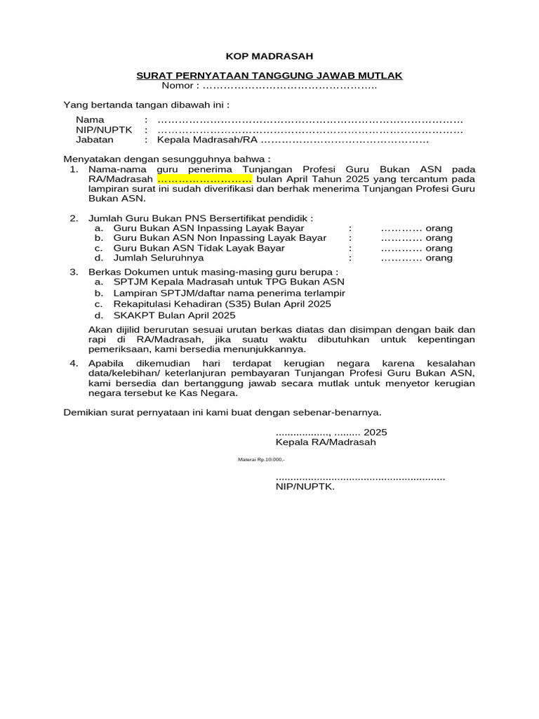 Form SPTJM TPG Non Asn April | PDF
