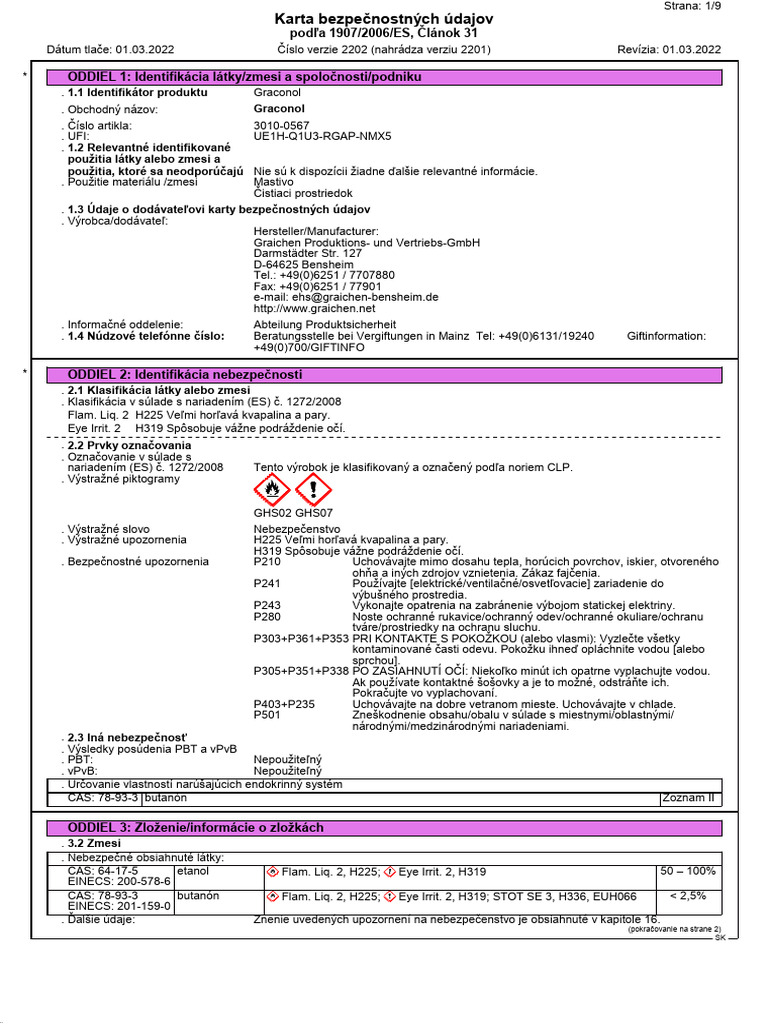 Graconol - (SK) 1337 Vers 2202 | PDF