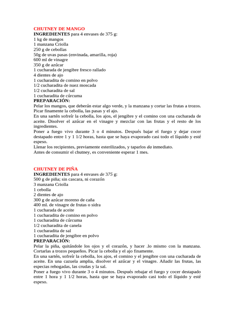 Chutney de Mango | PDF | Chatney | Cocinando