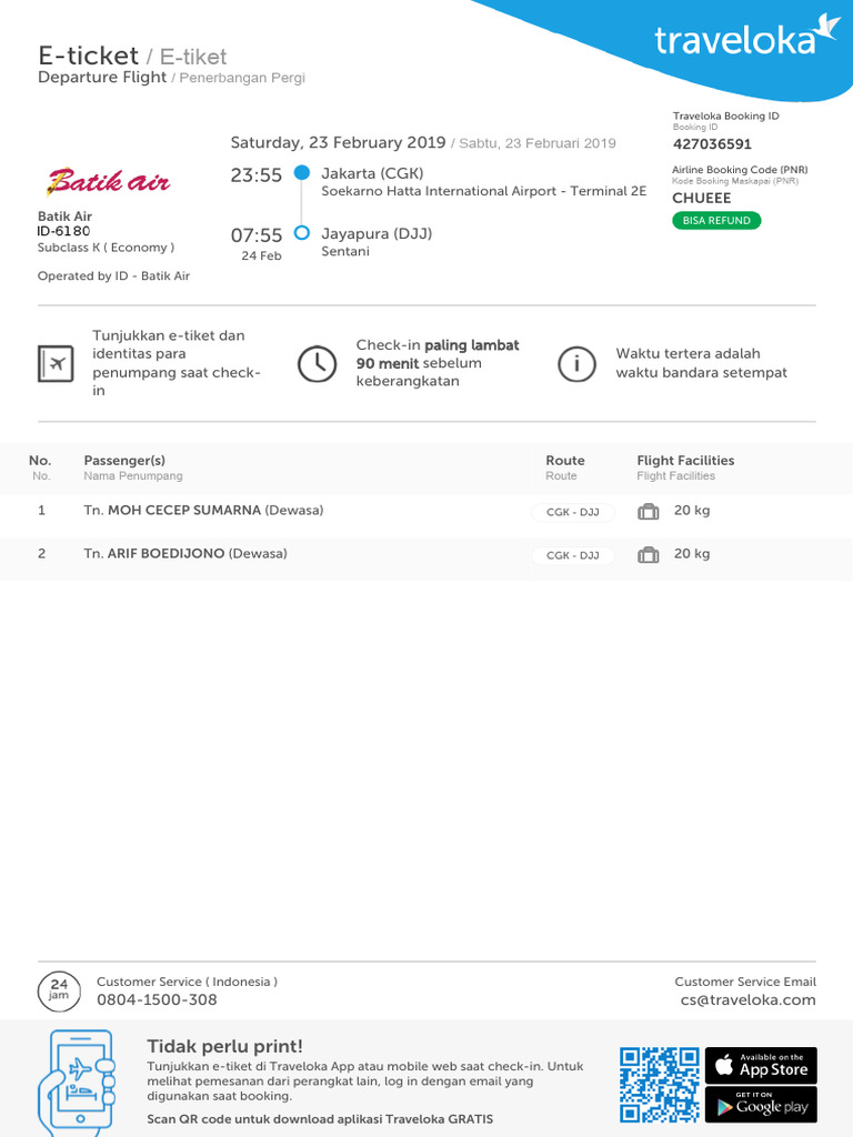 Davis Kambuaya Cgk Chueee Djj Flight Originating | PDF