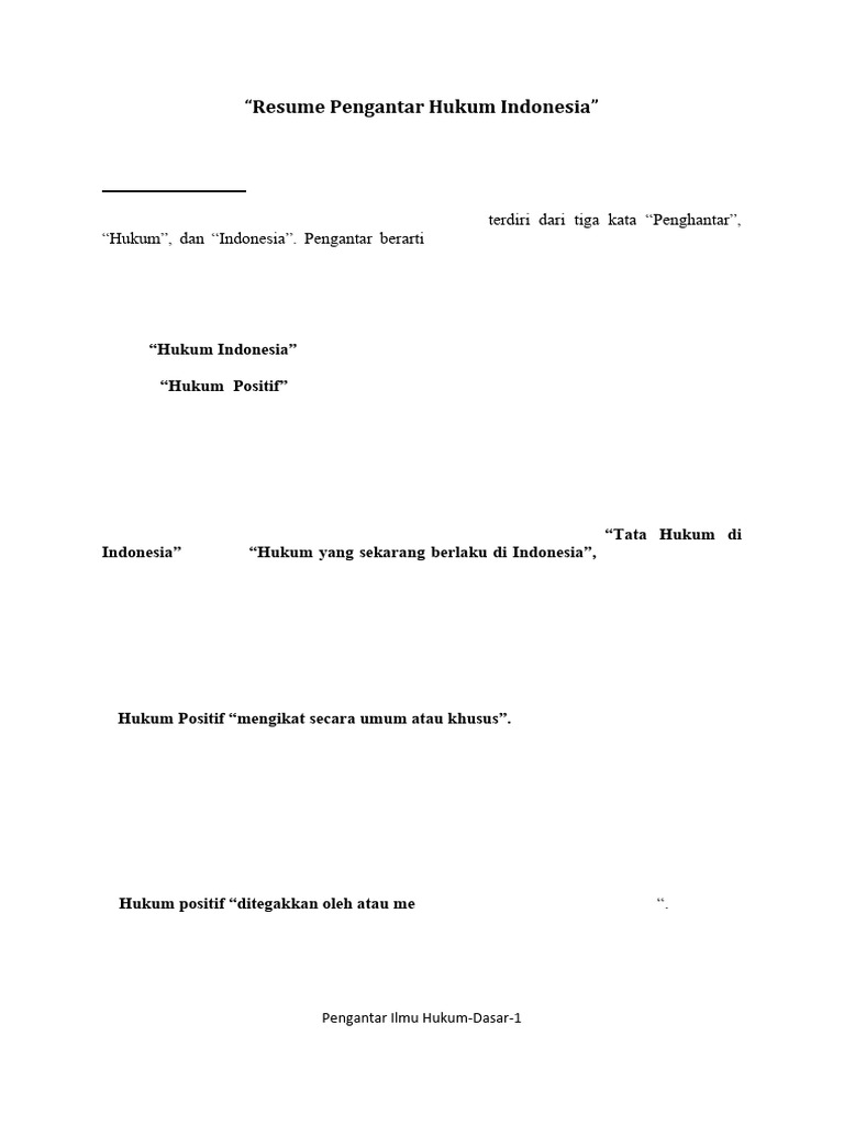 Rangkuman Pengantar Hukum Indonesia - PIH Dan PHI-Fiks | PDF