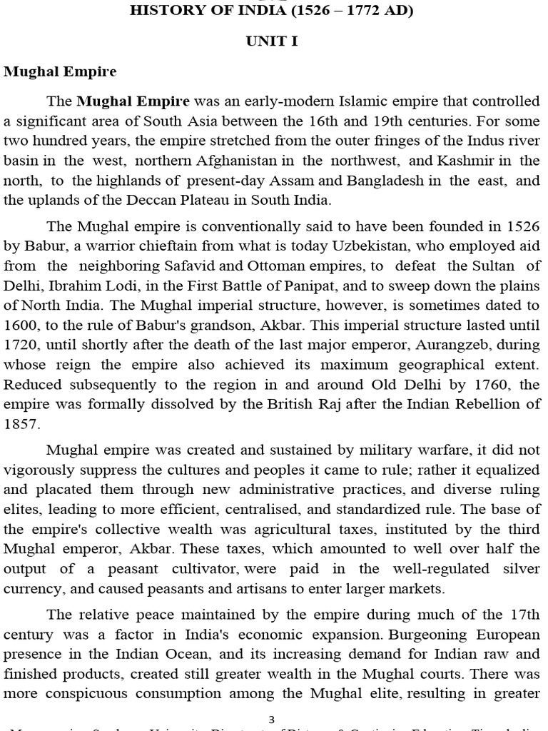 History of India III Sem | PDF | Mughal Empire