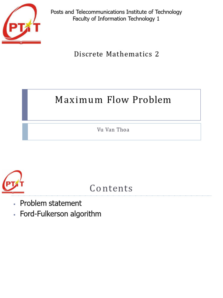 7 MaximumFlow En | PDF | Vertex (Graph Theory) | Algorithms