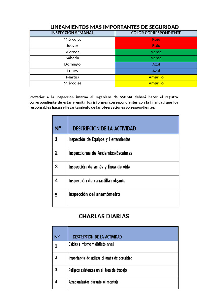 Lineamientos Mas Importantes de Seguridad | PDF