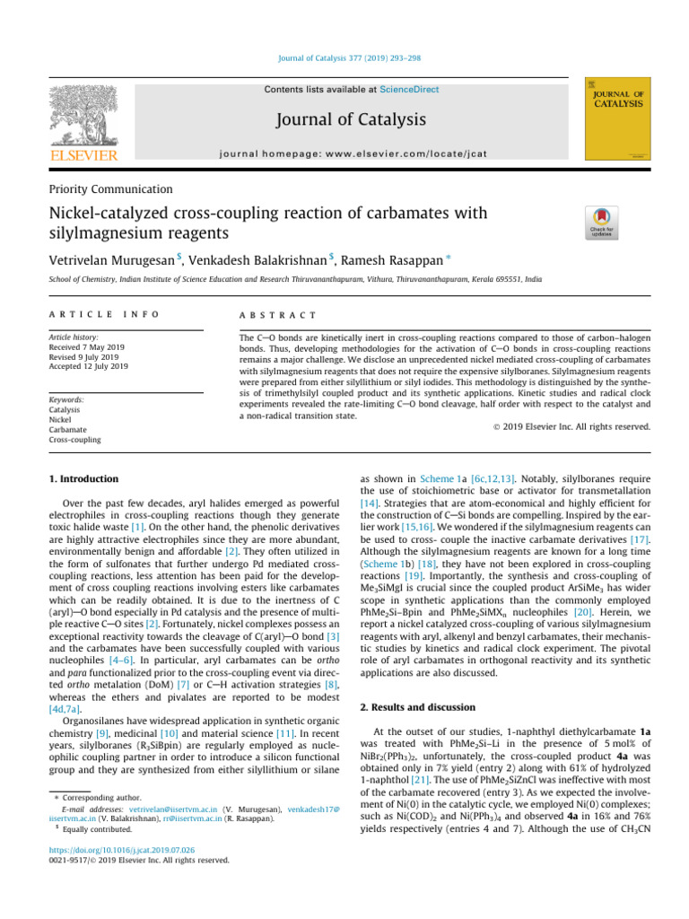 Nickel-Catalyzed Cross-Coupling Reaction of Carbamates With ...