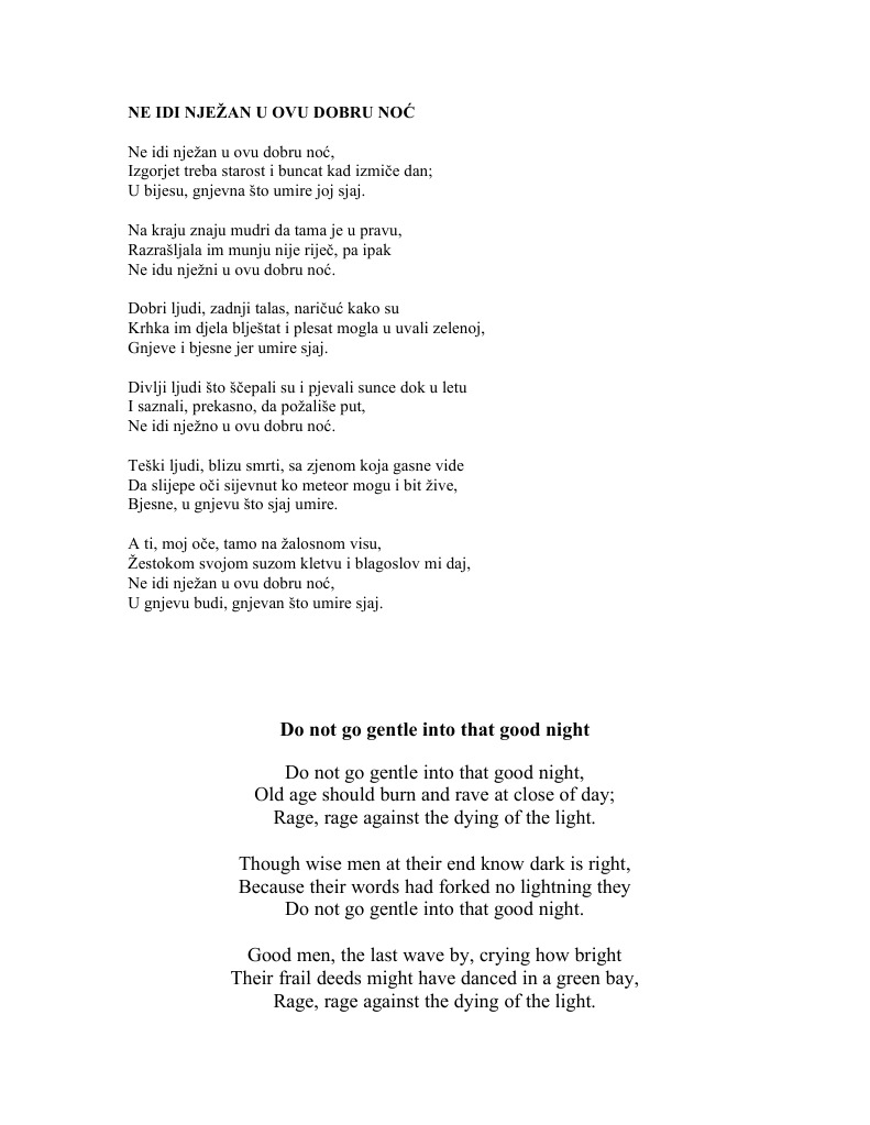 Do Not Go Gentle Into That Good Night | Poetry | Literary Techniques