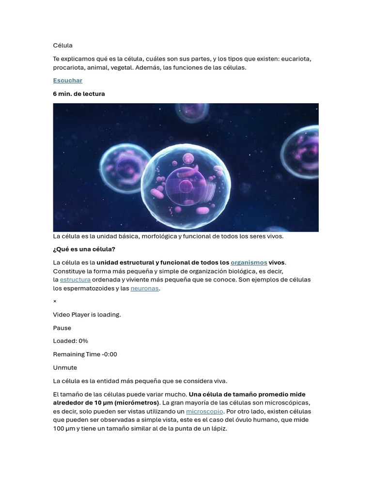 DEFINICION DE CELULA | PDF