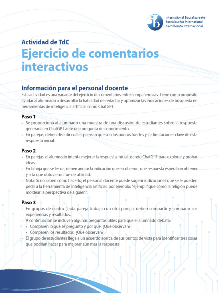 Tok Activity Interactive Feedback Exercise Es | PDF | Conocimiento ...
