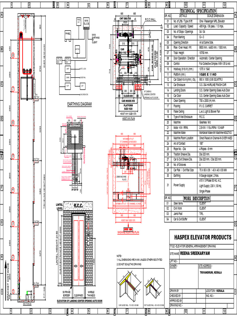 Reena Elevator General Arrangement | PDF | Elevator | Manufactured Goods