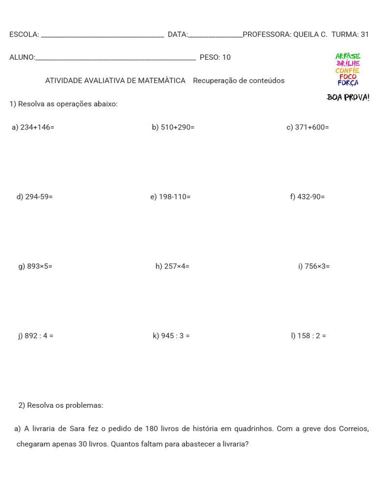 Prova De Matematica Pdf 1068